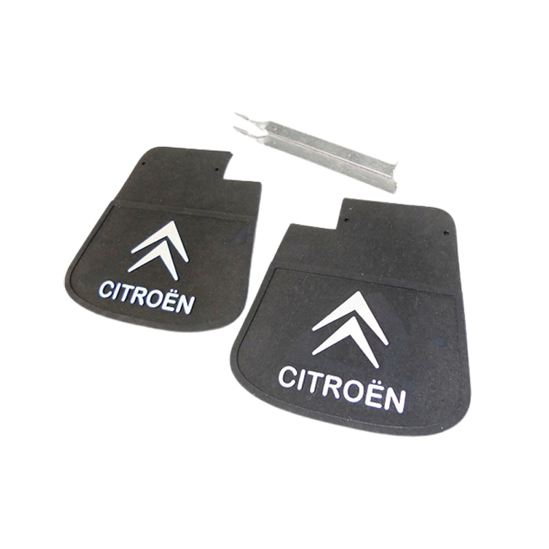 Mud flap, 2cv, rear, pair, with chevrons WITH basic fixing brackets ...